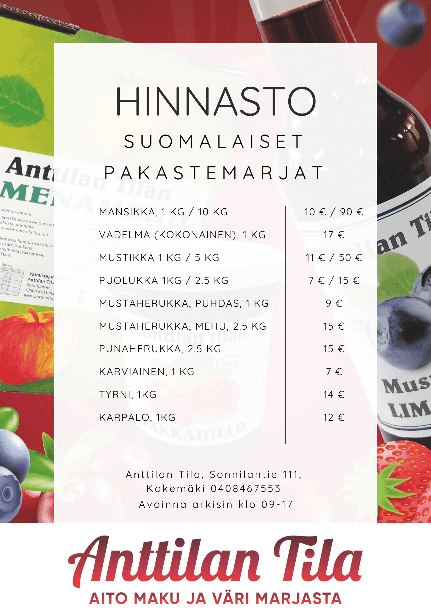 Suomalaiset pakastemarjat tilamyymälästä - Anttilan Tila